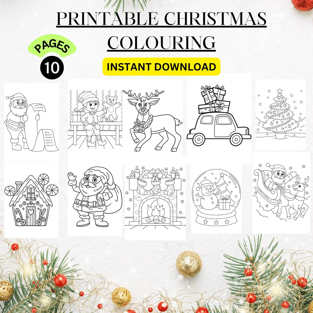 Christmas Colouring Printable Pages Digital Download Kids - Etsy