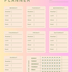 Weekly Meal Planner Landscape Printable, Grocery List Printable, Meal ...
