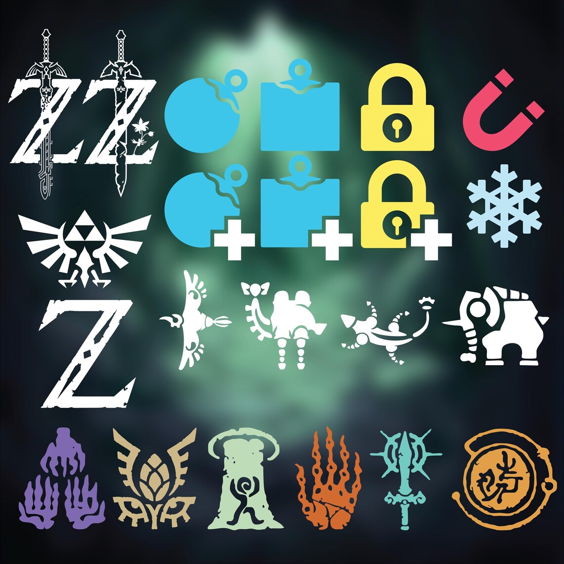 Legend of Zelda SVG Bundle | Tears of the Kingdom & Breath of the Wild | 30+ Hand-drawn Vector ...