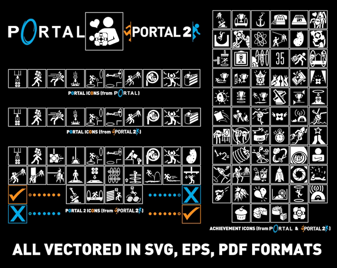 Portal and Portal 2 Icons, Logos, Warning Pictograms Vector Pack - Etsy