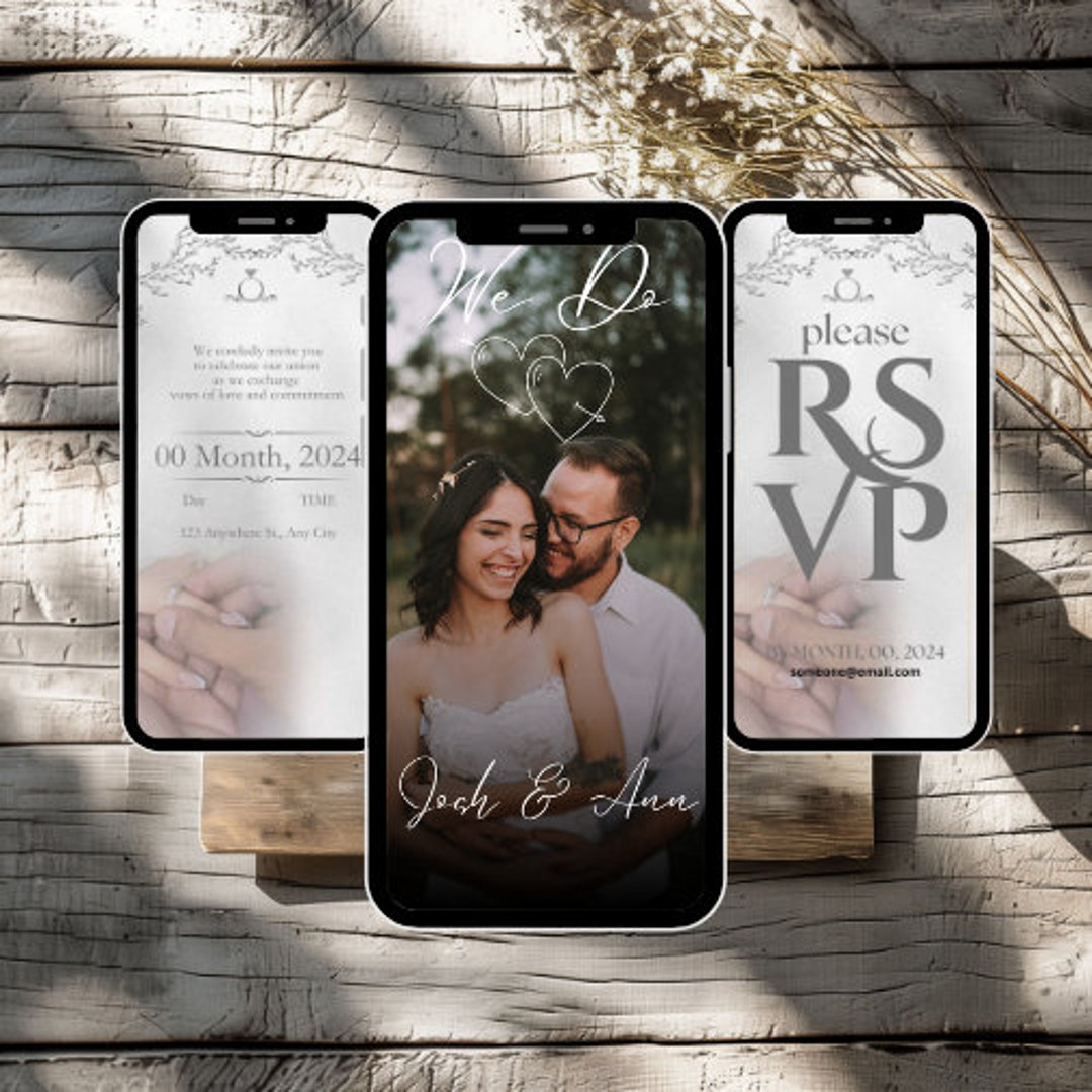 Digital Animated Wedding Invitations With Music. Editable and ...