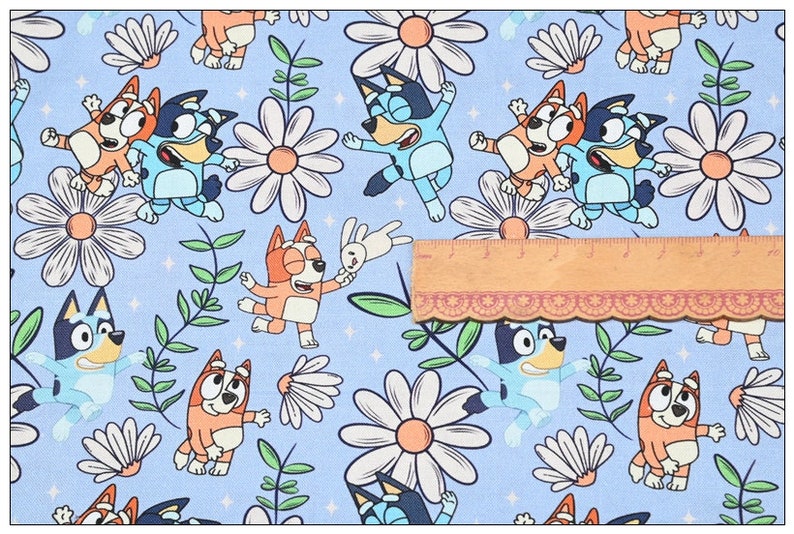 Bluey Fabric Fabric, 100% Cotton Print Fabric, Cartoon Fabric, by the ...
