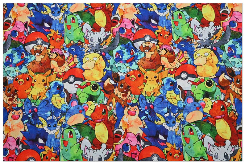 Pokemon Fabric, Pikachu Fabric, Pocket Monster Fabric, 100% Cotton ...