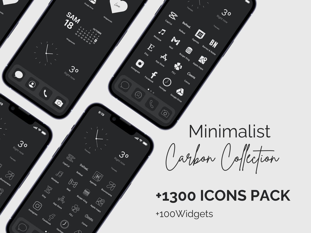 1300+ Dark Minimal Ios Icons – Thin & Regular Styles + Widgets ...