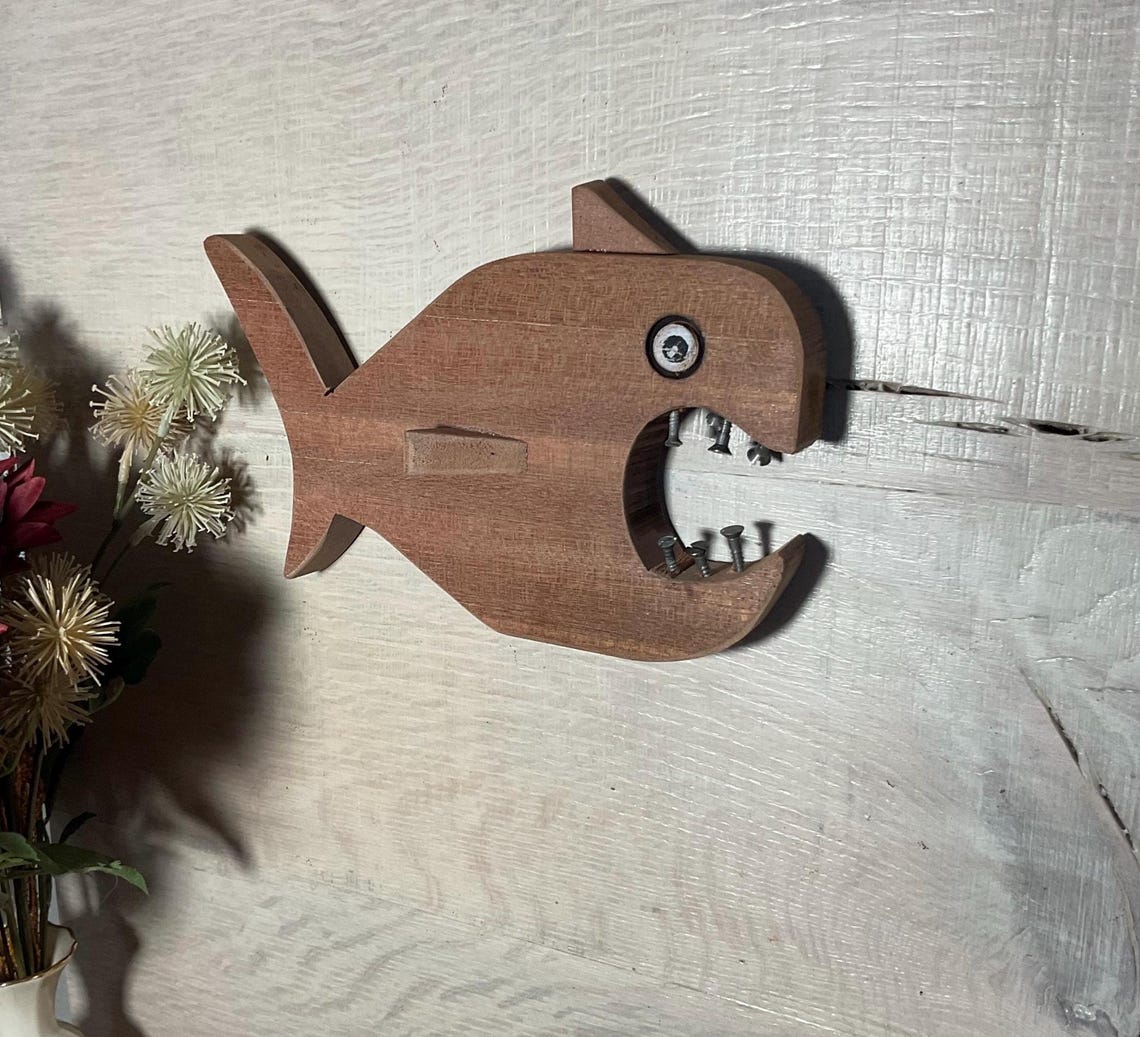 Here Fishy Fishy, Wooden Fish Wall Sculpture Wood Fishing Wall Hanging ...