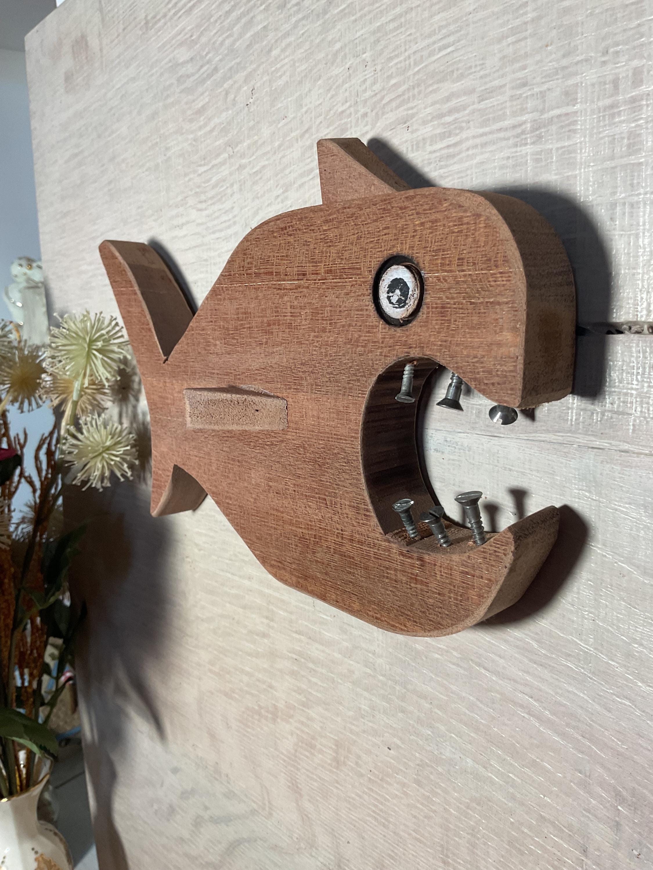 Here Fishy Fishy, Wooden Fish Wall Sculpture Wood Fishing Wall Hanging ...