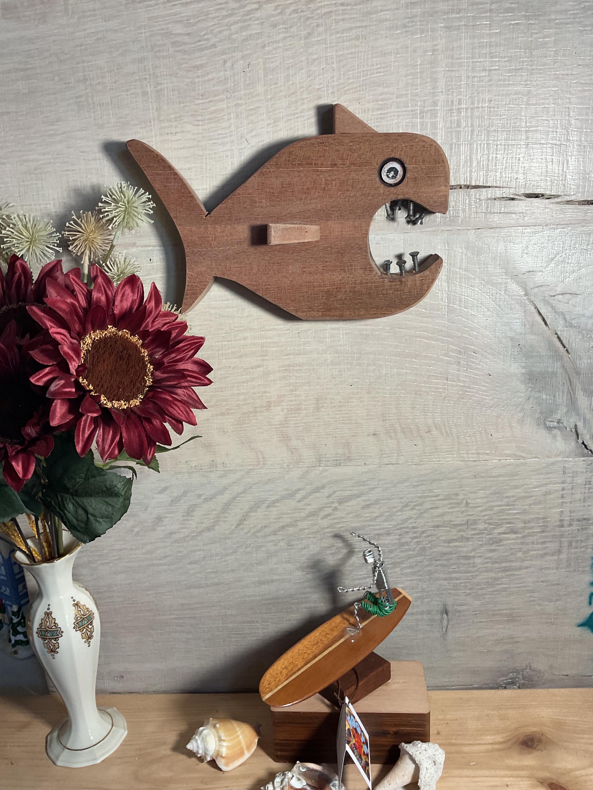 Here Fishy Fishy, Wooden Fish Wall Sculpture Wood Fishing Wall Hanging ...