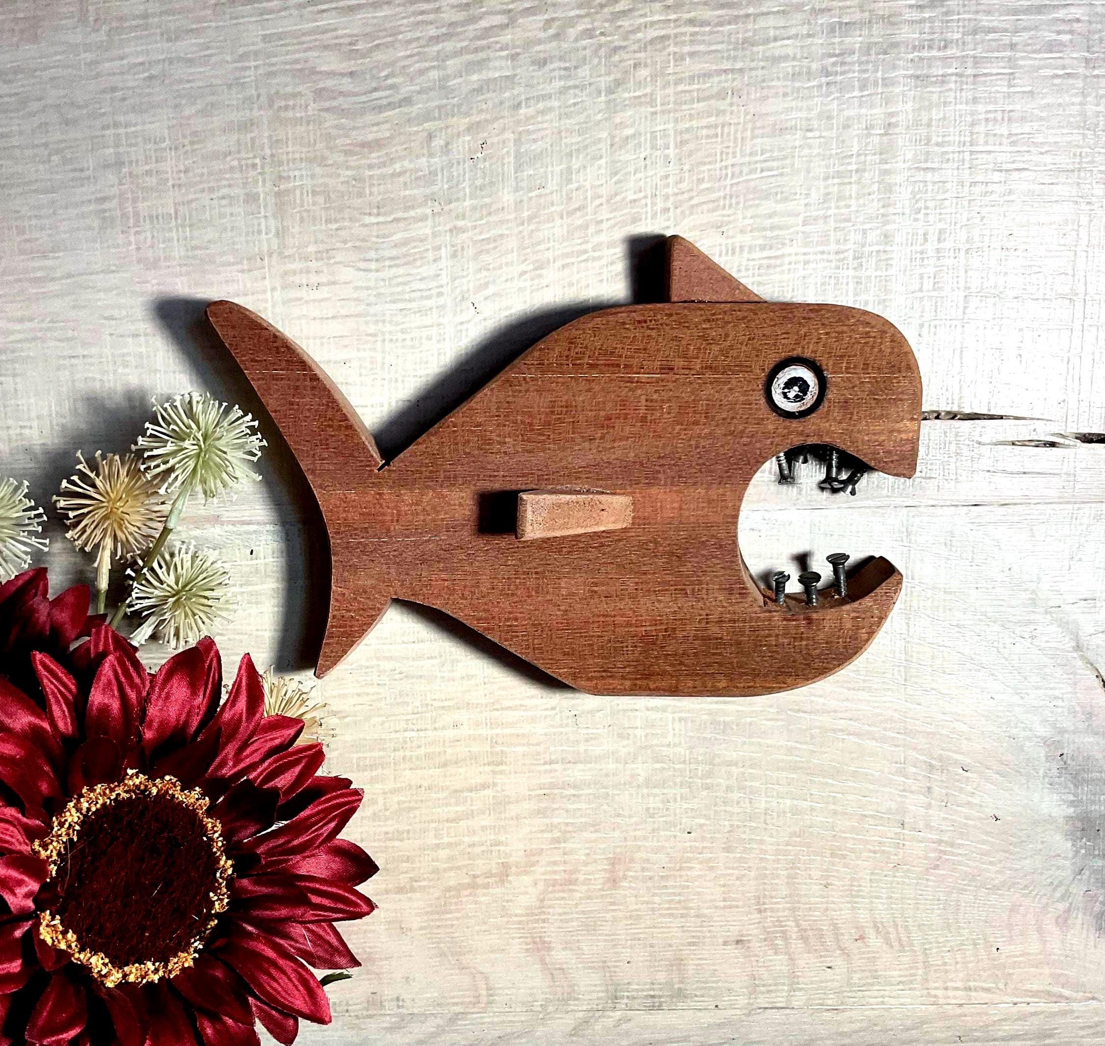 Here Fishy Fishy, Wooden Fish Wall Sculpture Wood Fishing Wall Hanging ...