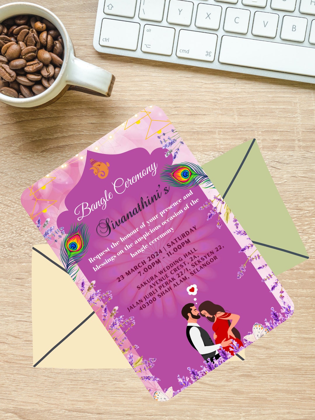 Bangle Ceremony ( Baby Shower) Invitation Digital Template Canva ...
