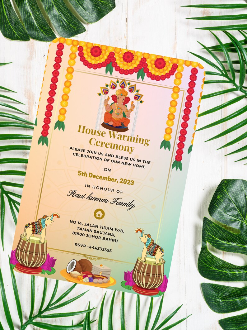 Housewarming Ceremony Invitation Digital Template Canva Editable and ...