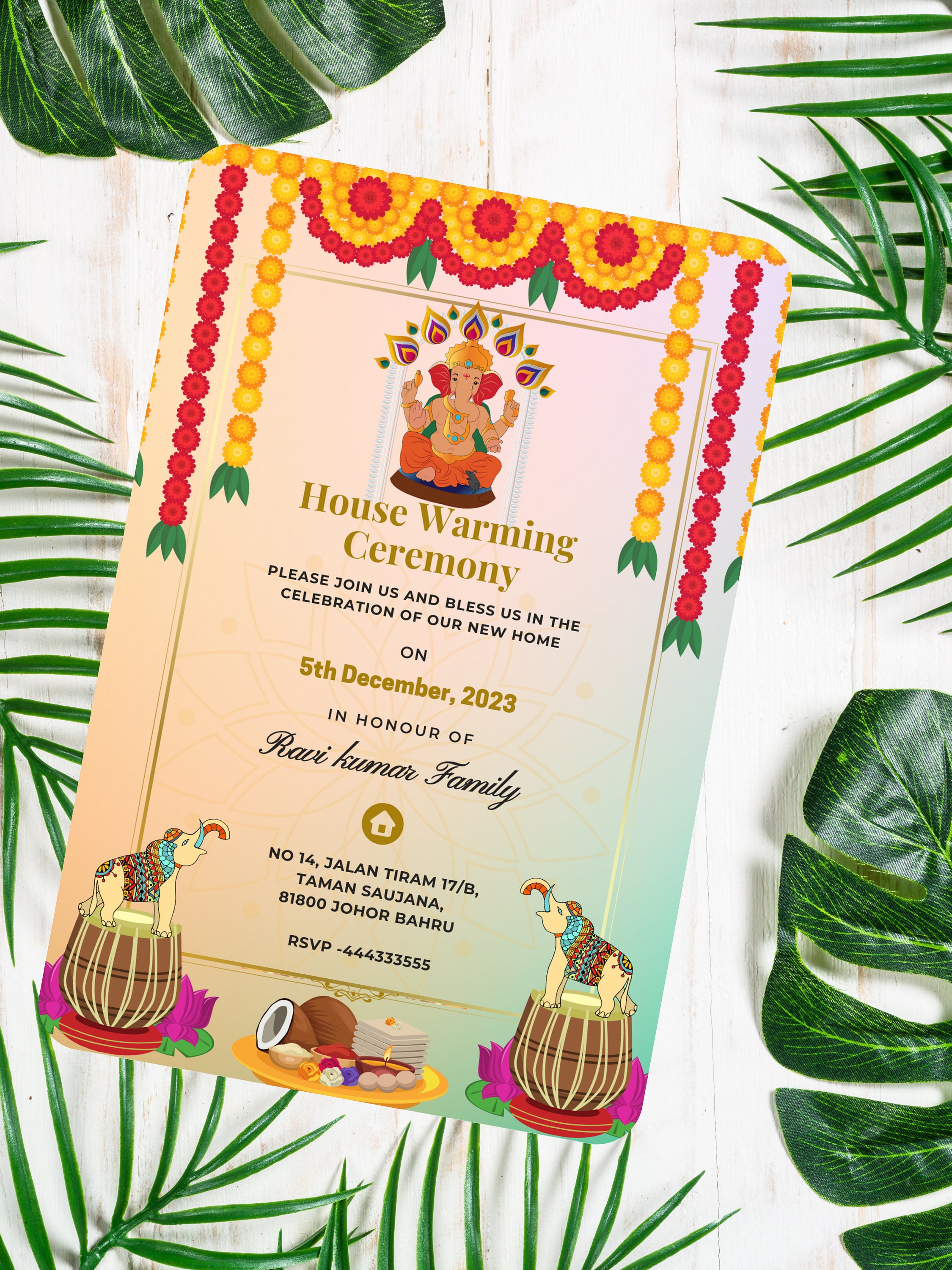 Housewarming Ceremony Invitation Digital Template Canva Editable and ...
