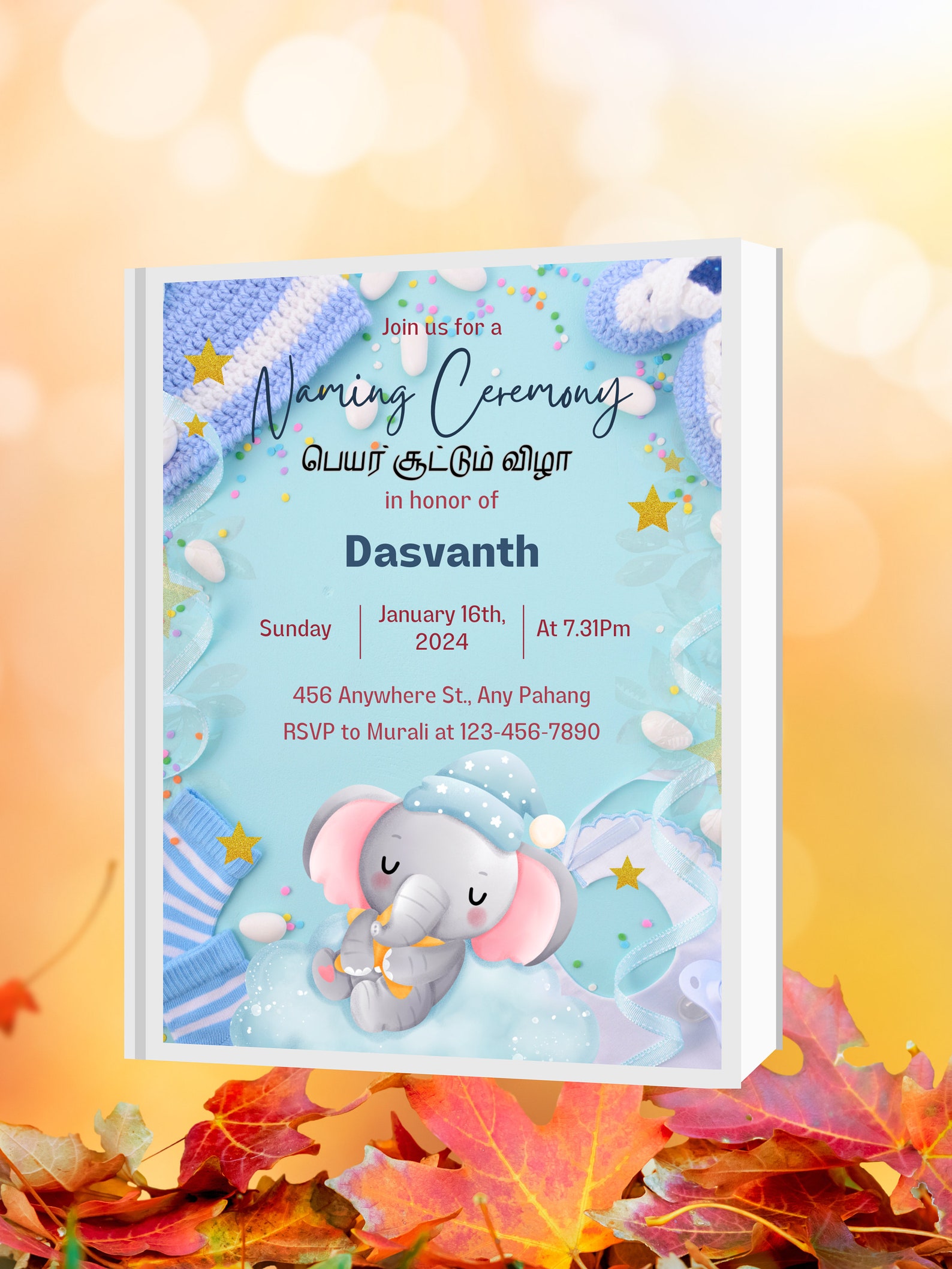 Naming Ceremony Invitation Digital Template Canva Editable and ...