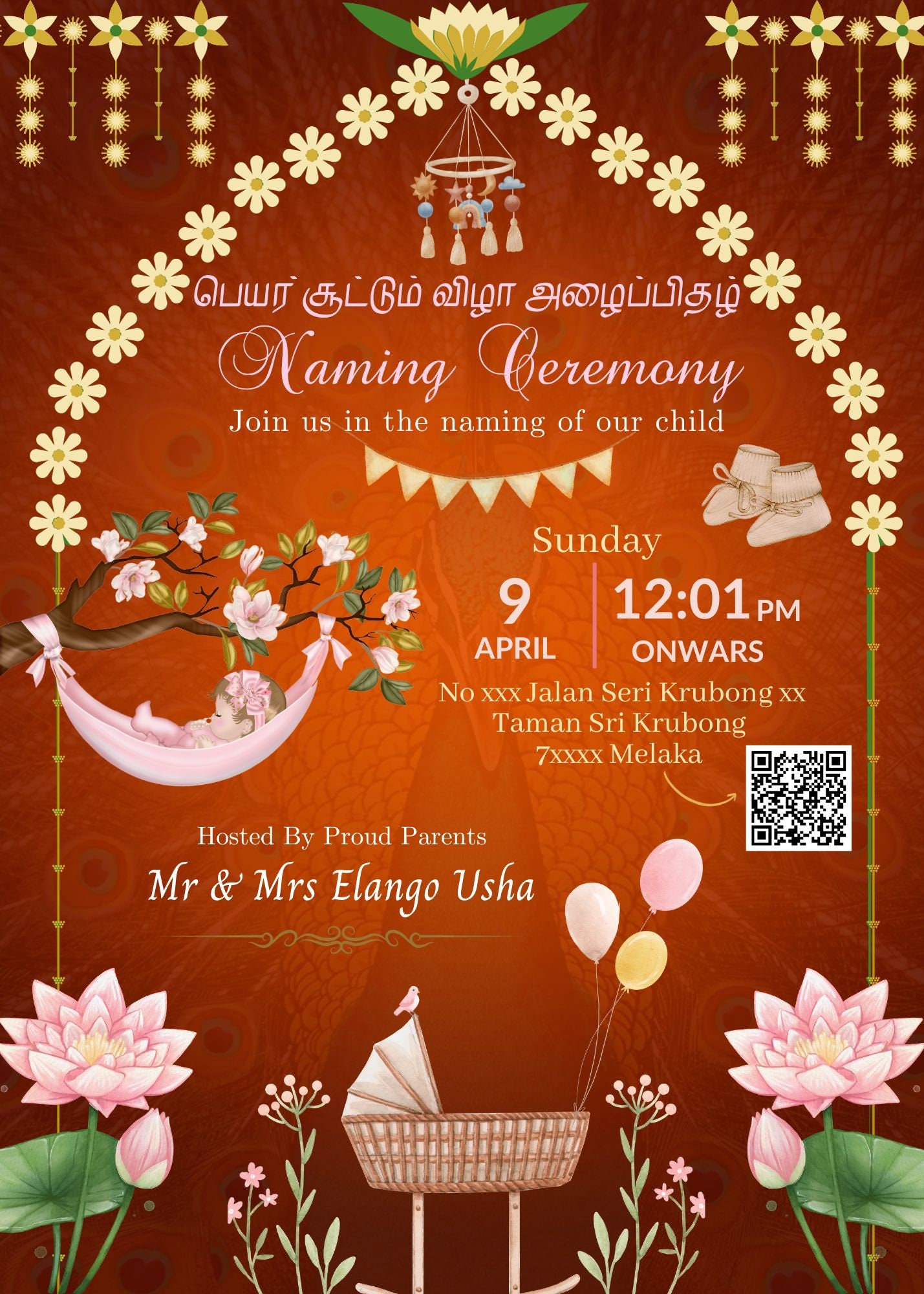 Naming Ceremony Invitation Digital Template Canva Editable and ...