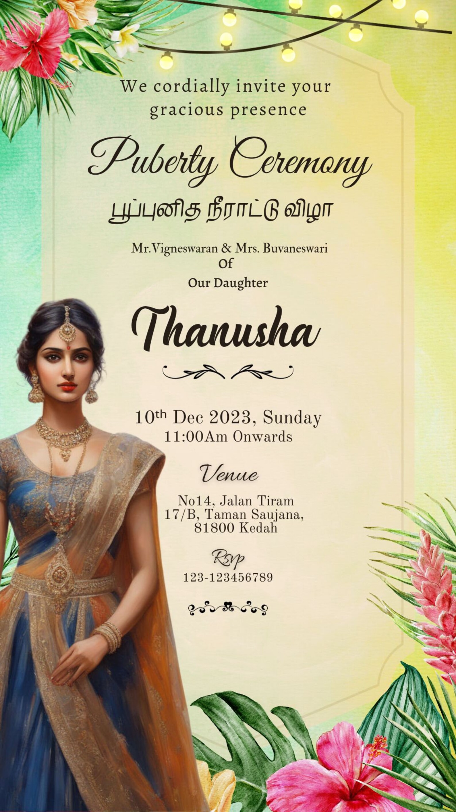 Puberty Ceremony Invitation Digital Template Canva Editable and ...