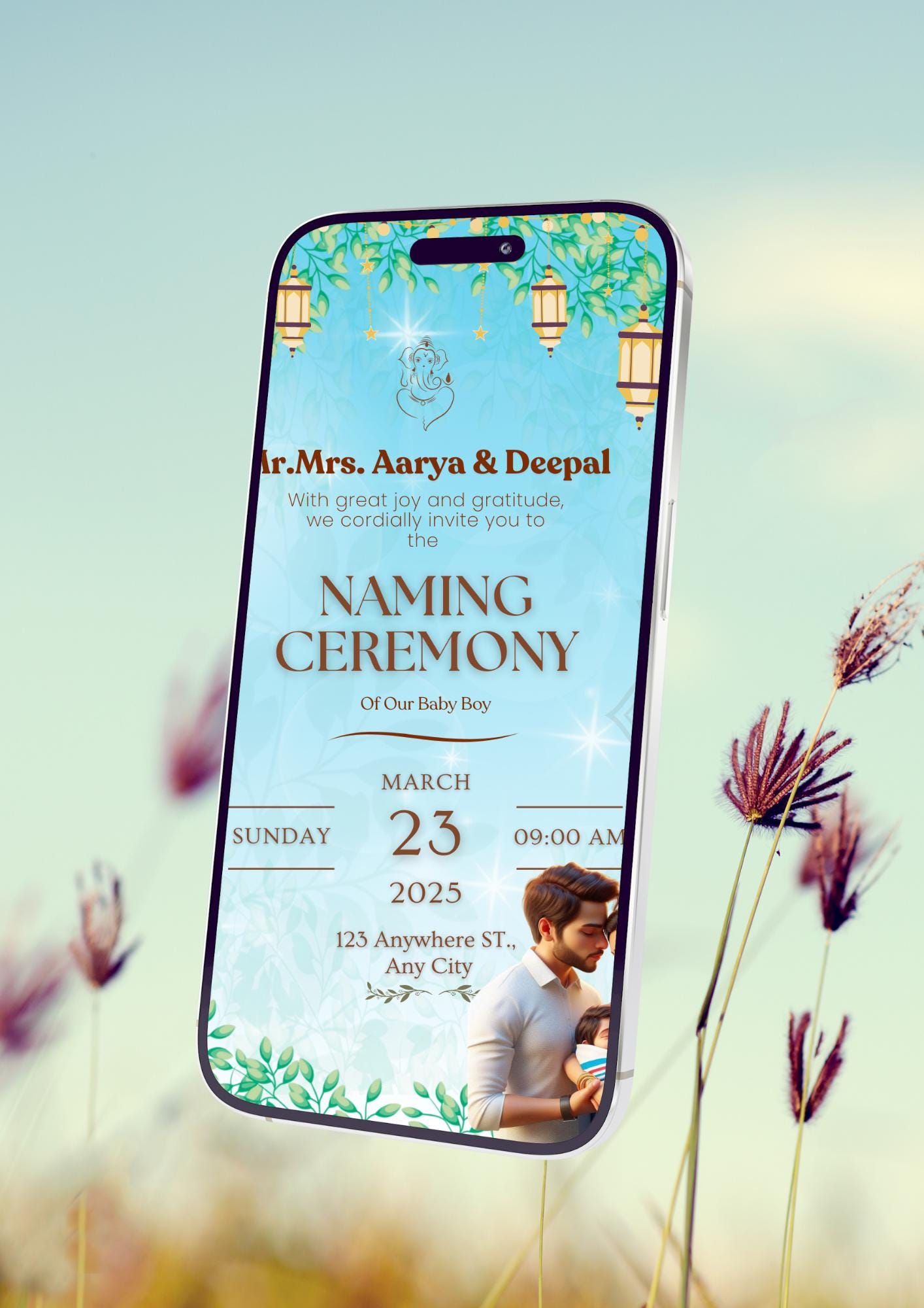 Naming Ceremony Invitation Digital Template Canva Editable and ...