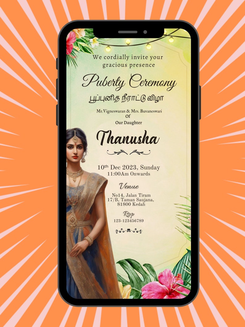 Puberty Ceremony Invitation Digital Template Canva Editable and ...