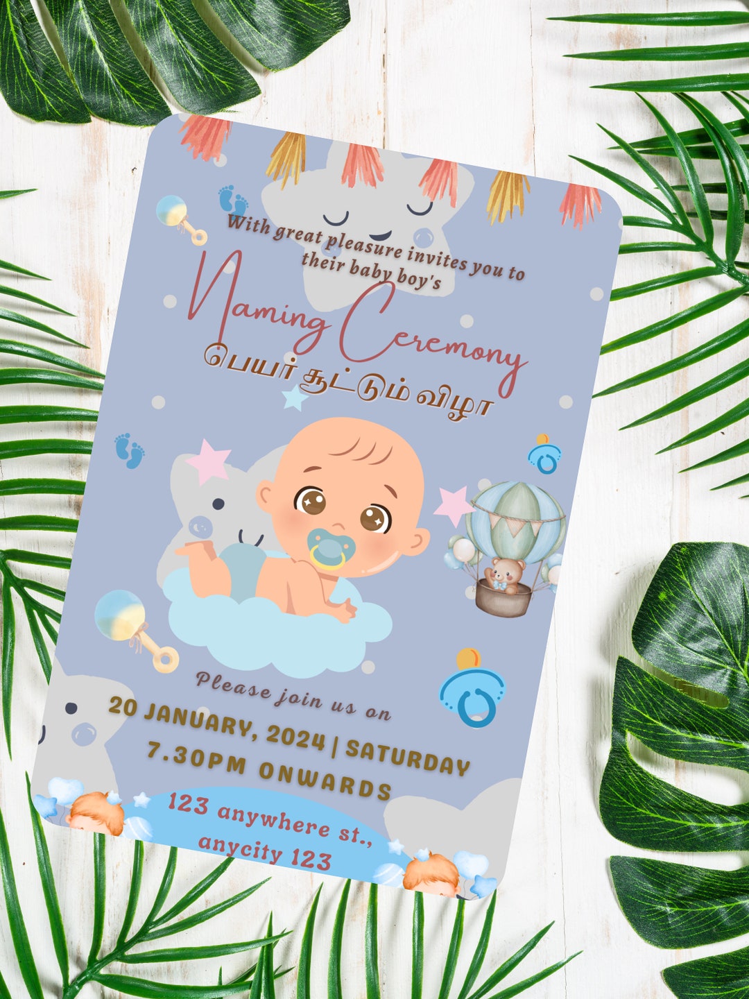 Naming Ceremony Invitation Digital Template Canva Editable and ...