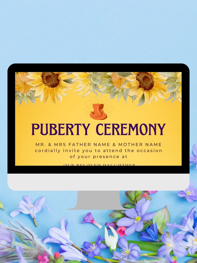 Half Saree Ceremony Invitation & Puberty Ceremony Invitation Digital ...