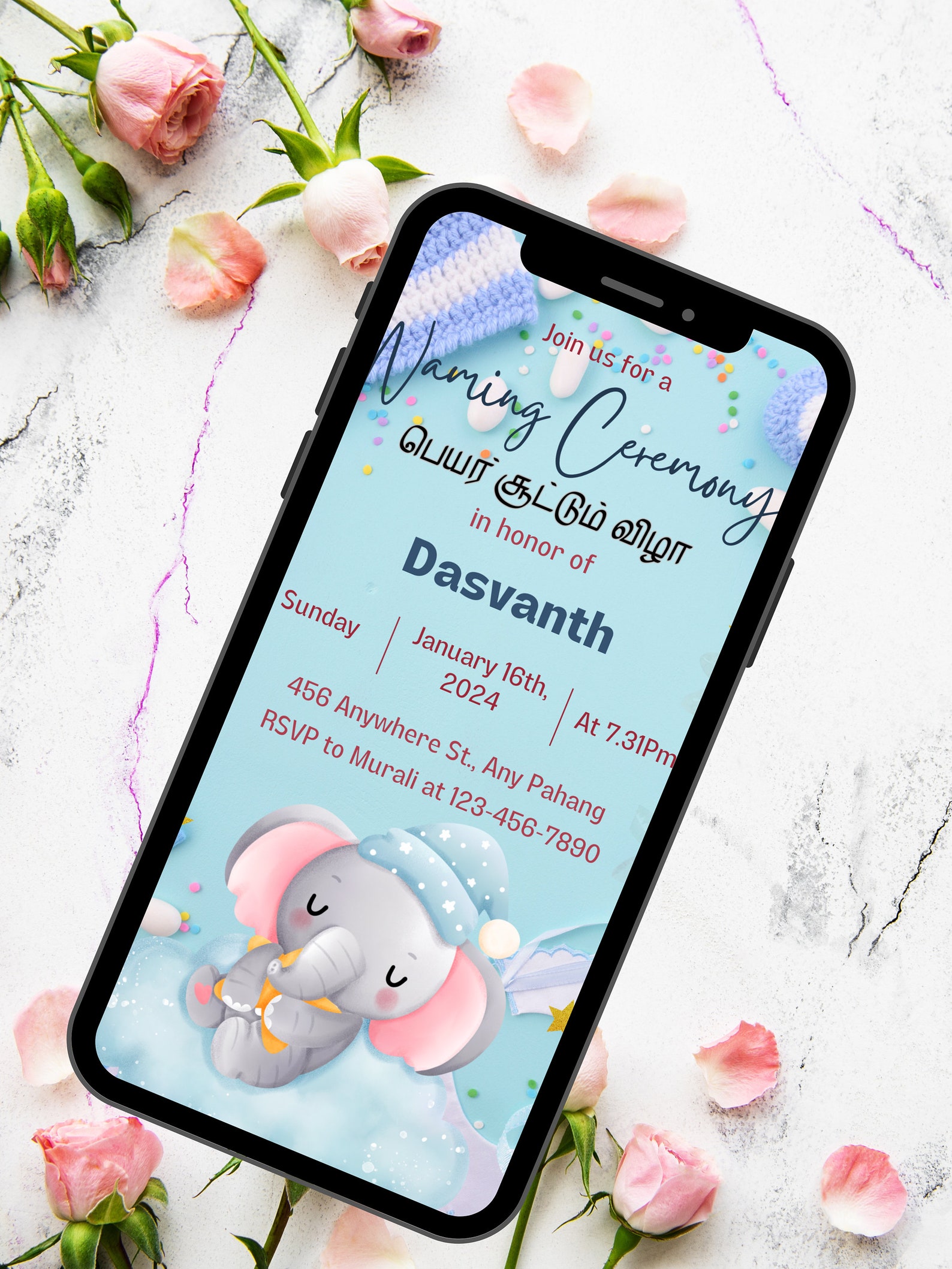 Naming Ceremony Invitation Digital Template Canva Editable and ...