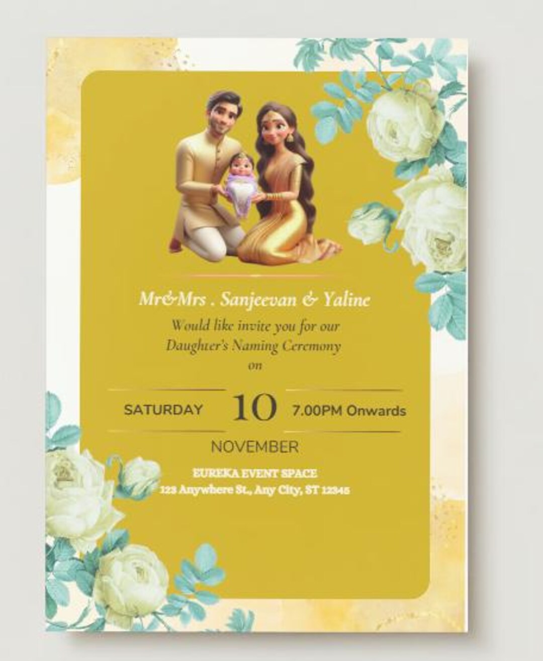 Naming Ceremony Invitation Digital Template Canva Editable and ...
