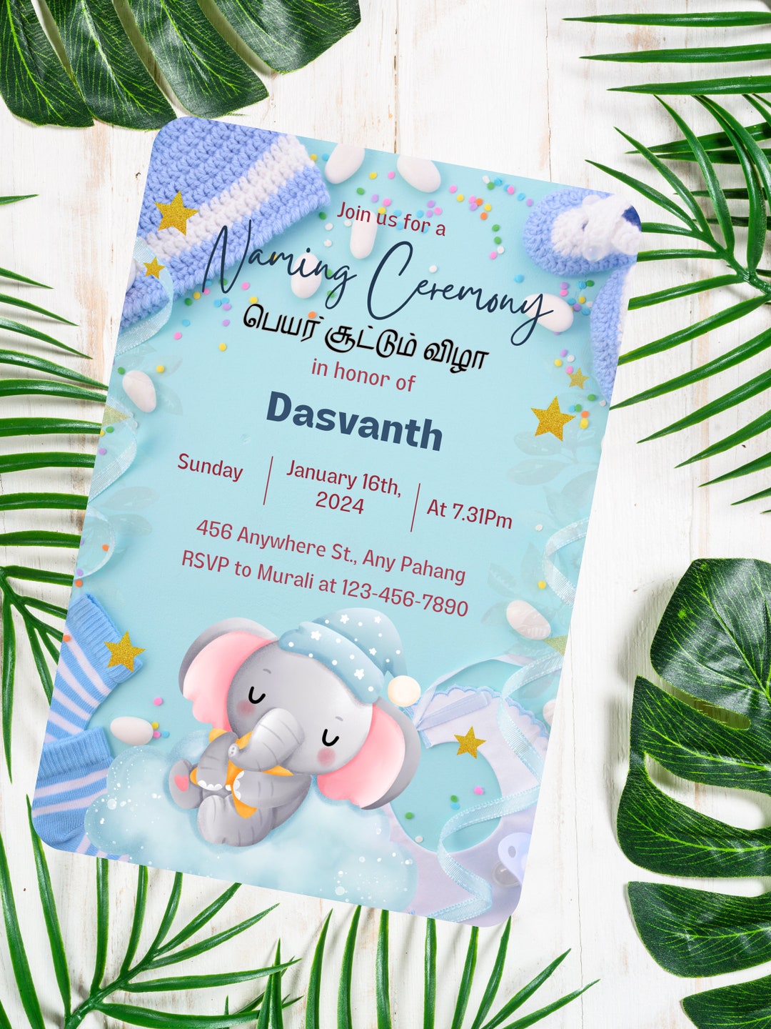 Naming Ceremony Invitation Digital Template Canva Editable and ...