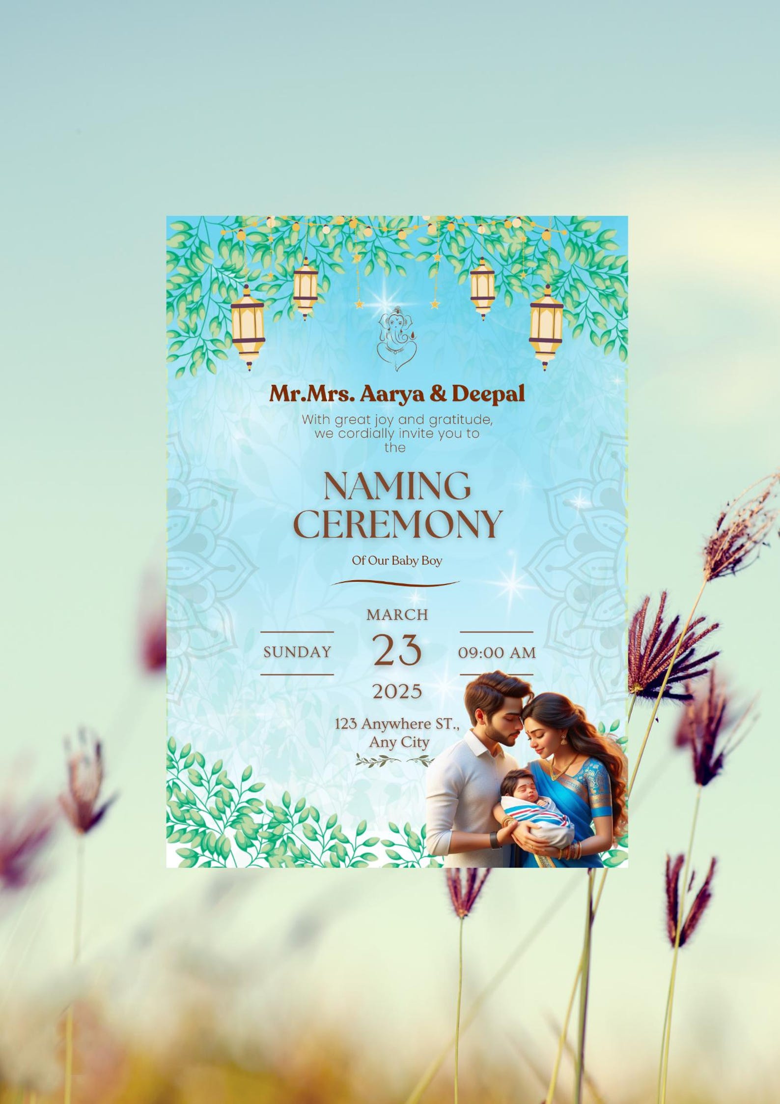 Naming Ceremony Invitation Digital Template Canva Editable and ...