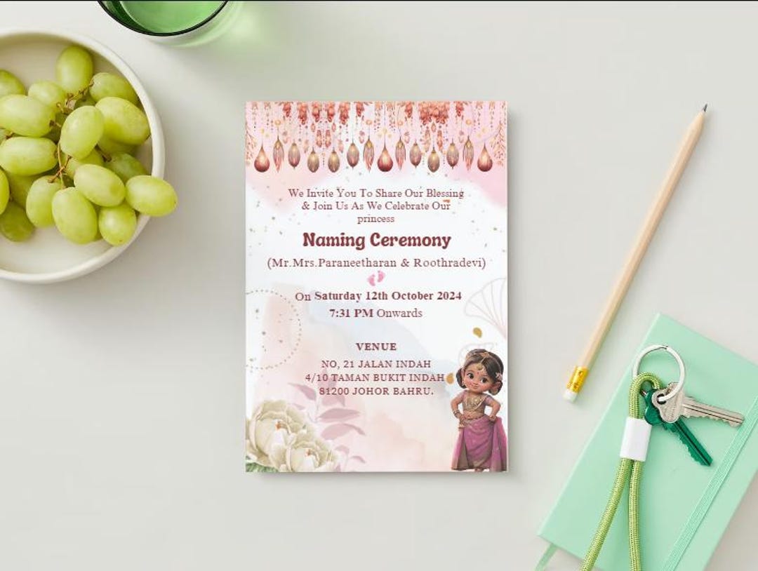 Naming Ceremony Invitation Digital Template Canva Editable and ...