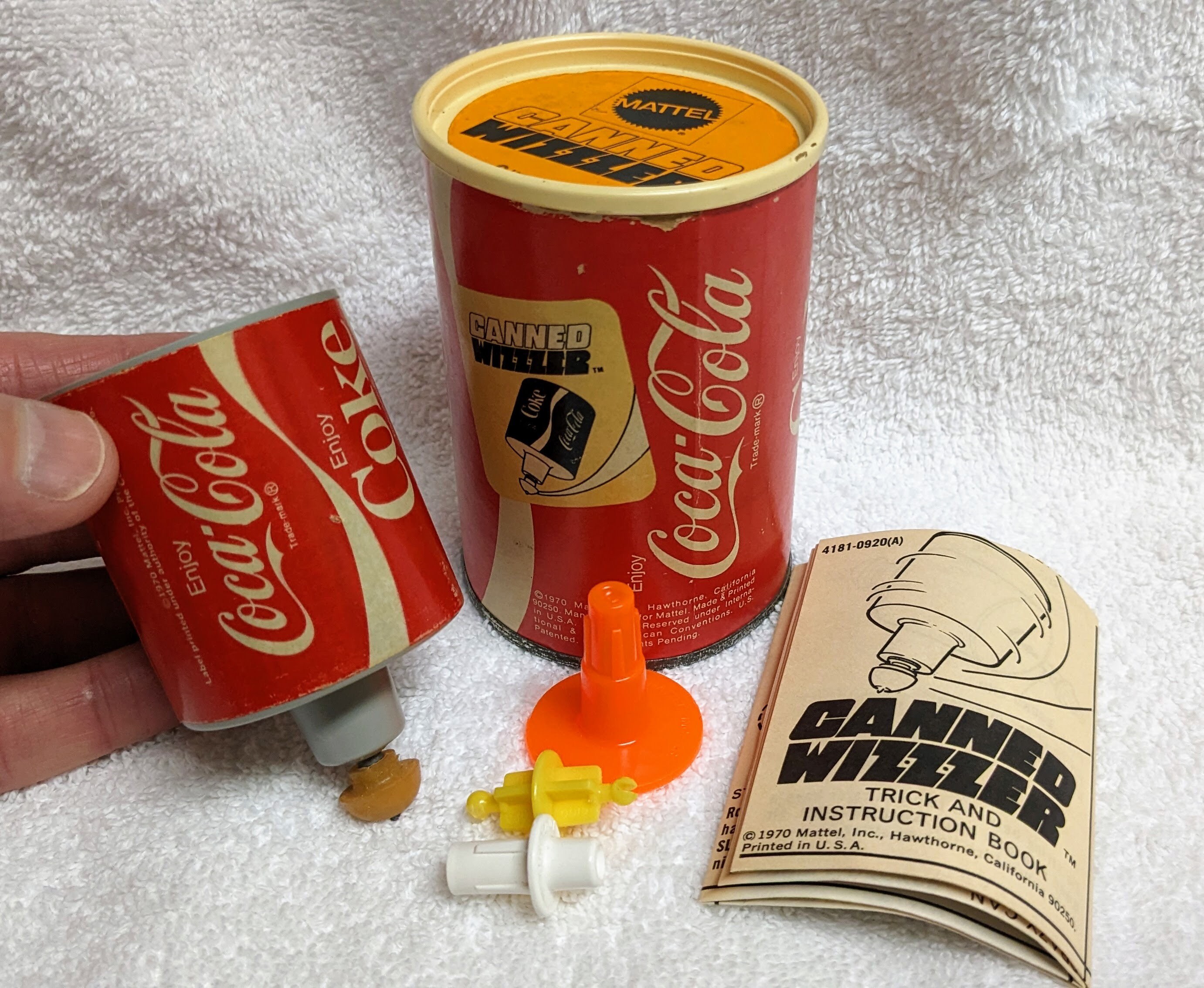 Vintage Mattel Canned Wizzzer Coca-cola Complete 1970 Spinning Top Toy ...