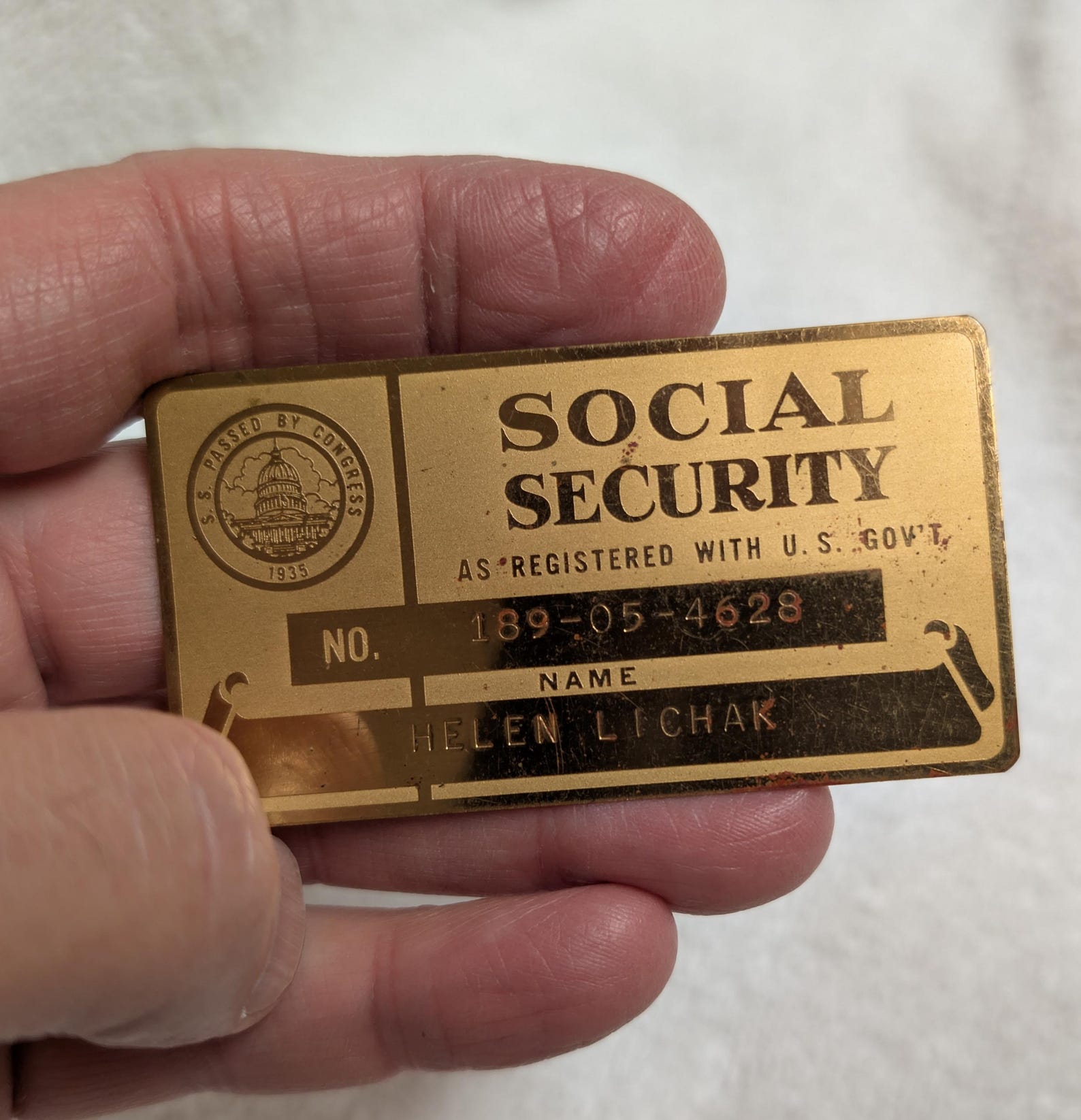 Vintage Original Social Security METAL Gold Card USA 1930s 1940s - Etsy