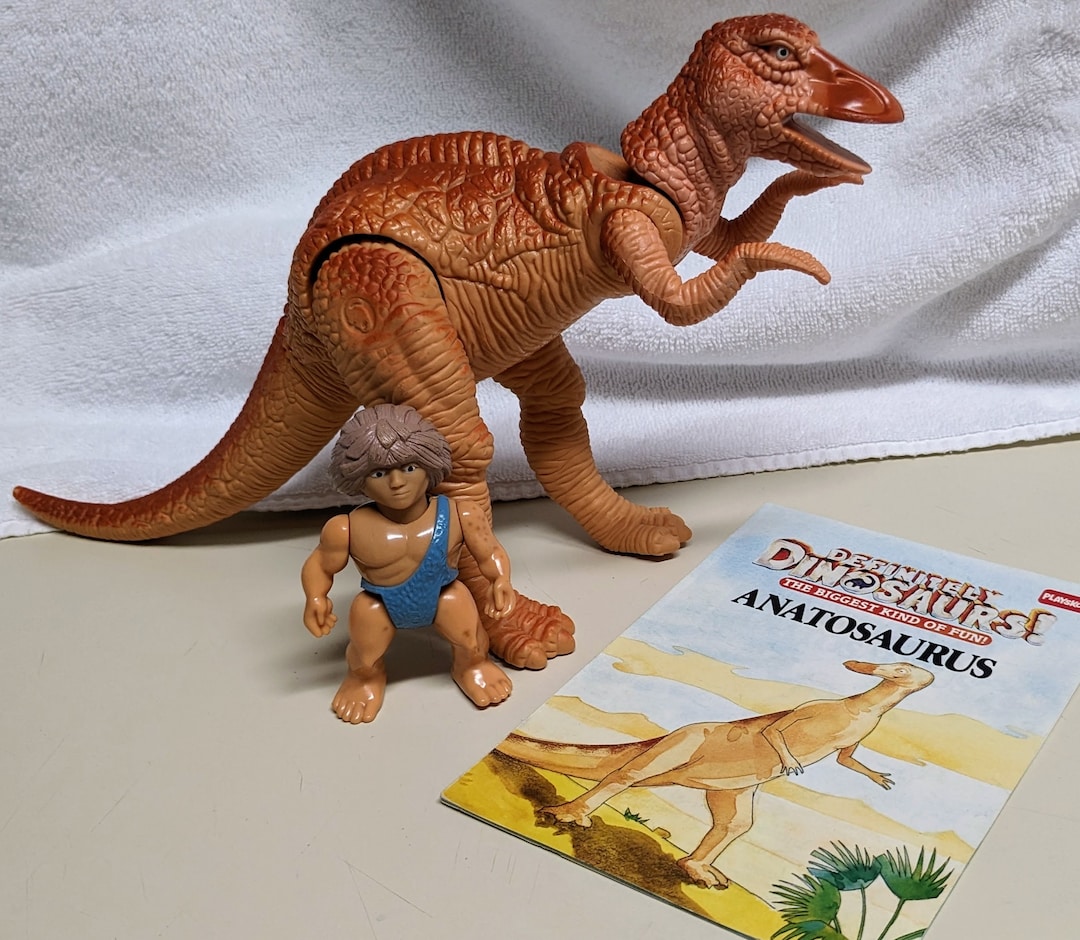 Vintage Anatosaurus 1987 Playskool Definitely Dinosaurs Figure With Caveman Retro Kids Dino ...