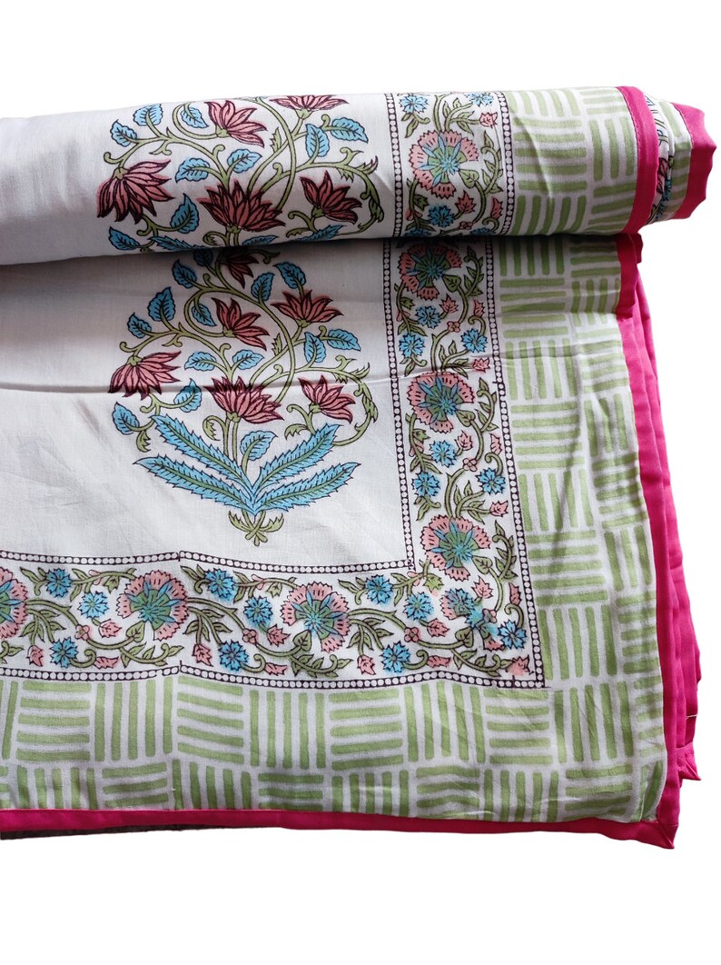 Summer Quilt Organic Cotton AC Quilted Reversible Dohar, Soft Indian ...