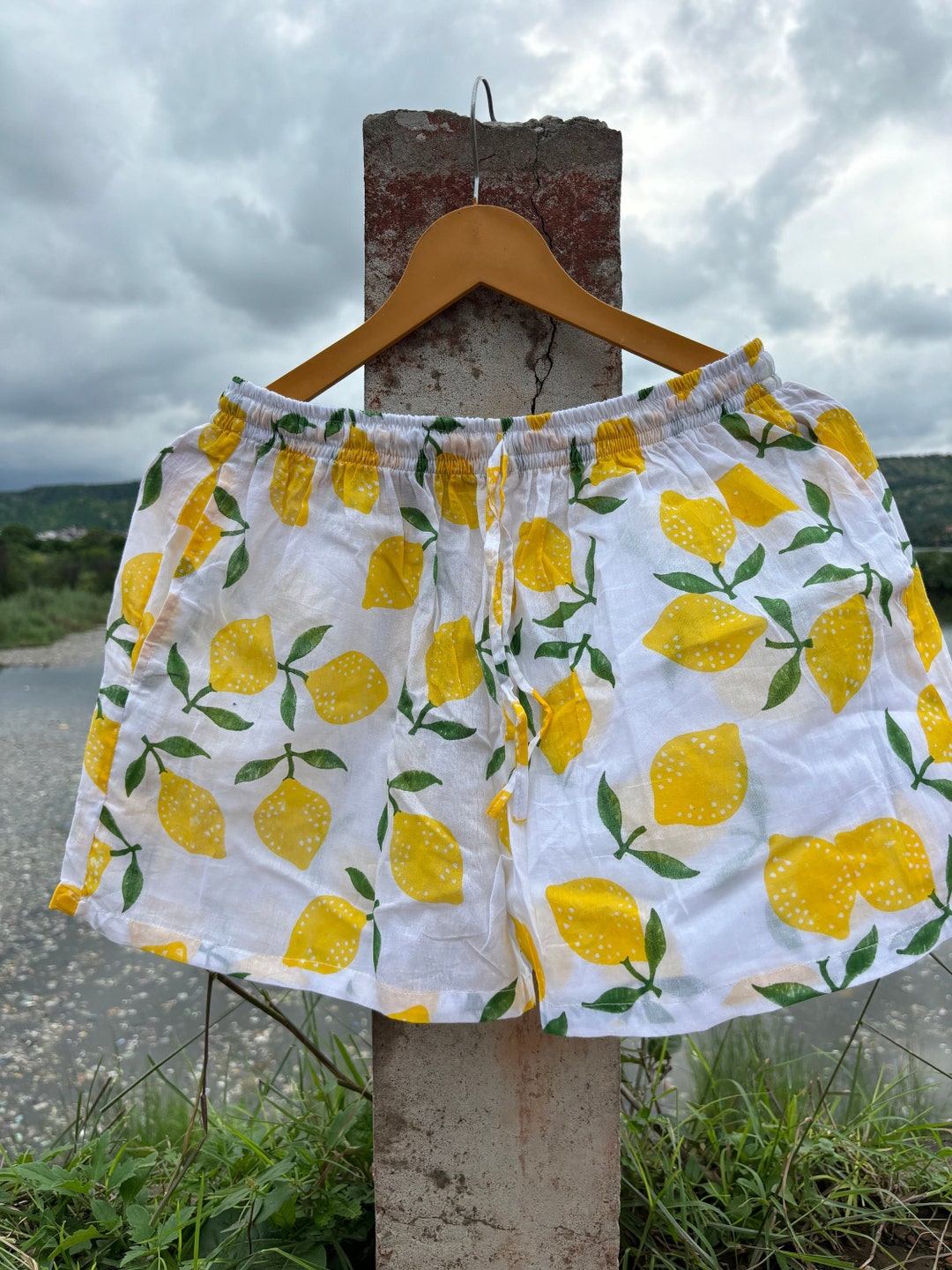 Soft Indian Cotton Hand Block Print Short, Unisex Night Wear Short ...
