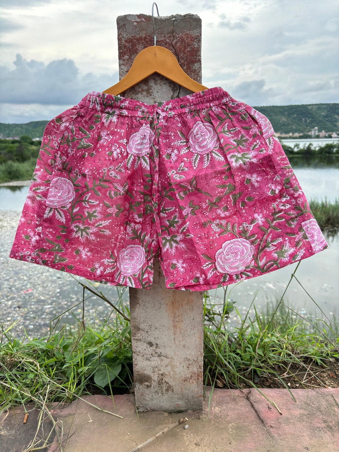 Cotton Hand Block Print Shorts: Summer Unisex Chaddha - Etsy