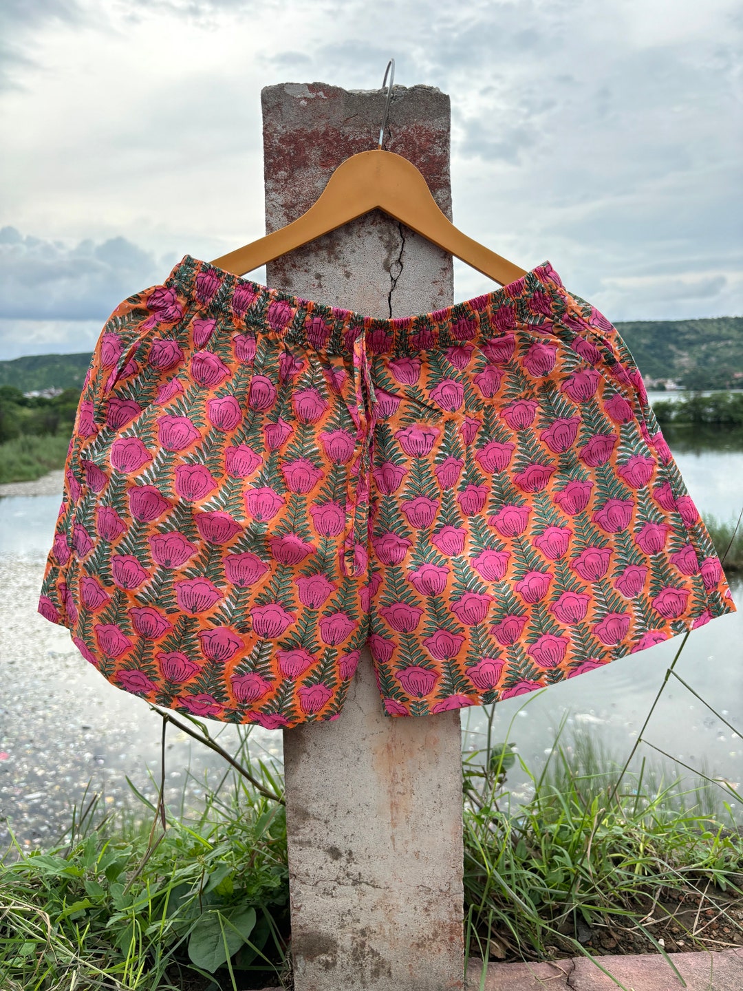 Hand Block Print Cotton Shorts: Summer Unisex Chaddha - Etsy