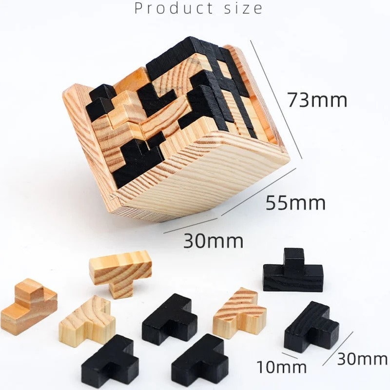 3D Cube Puzzle Luban Interlocking Creative Educational Wooden - Etsy