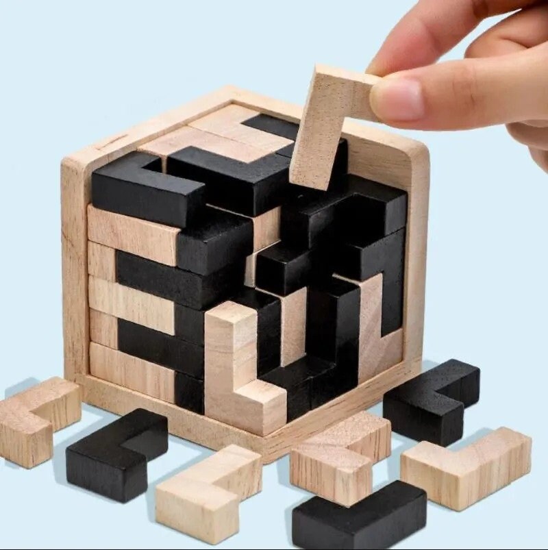 3D Cube Puzzle Luban Interlocking Creative Educational Wooden - Etsy