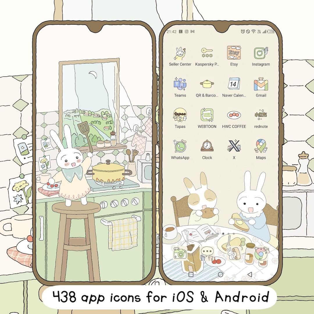 Cozy Breakfast Icon Set, Cute Icons Pack, iPhone Theme, Cute App Icons ...