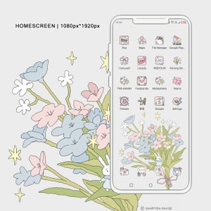 Flower Spring Garden Phone Theme, Floral Icons, Pink Icons, Cute App ...