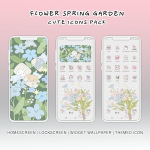 Flower Spring Garden Phone Theme, Floral Icons, Pink Icons, Cute App ...