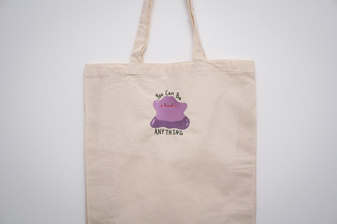 Pokemon Cotton Tote Bag Cute Pokemon Ditto Embroidered Design for Anime ...
