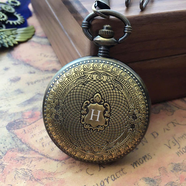 Vintage Mechanical Pocket Watch With Personalized Initials, Customized ...