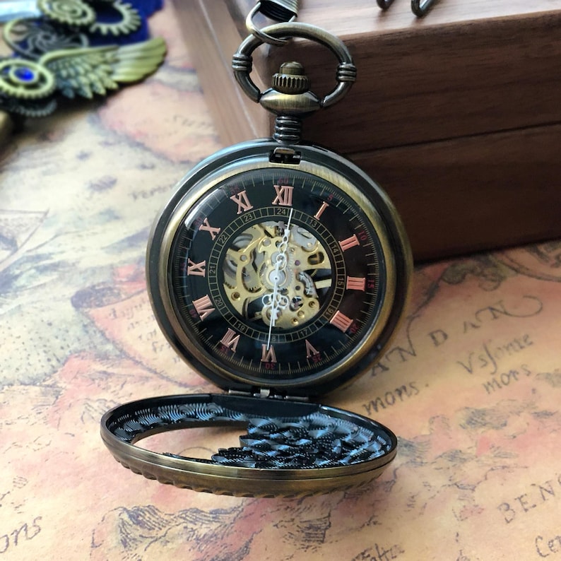 Vintage Mechanical Pocket Watch With Personalized Initials, Customized ...