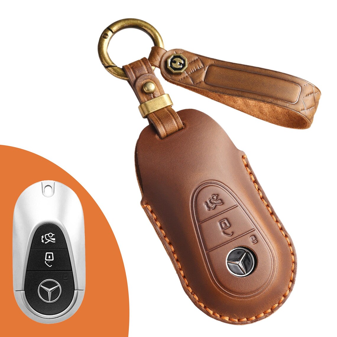 Handmade Leather Key Fob Cover Compatible for Maybach Mercedes S Class ...