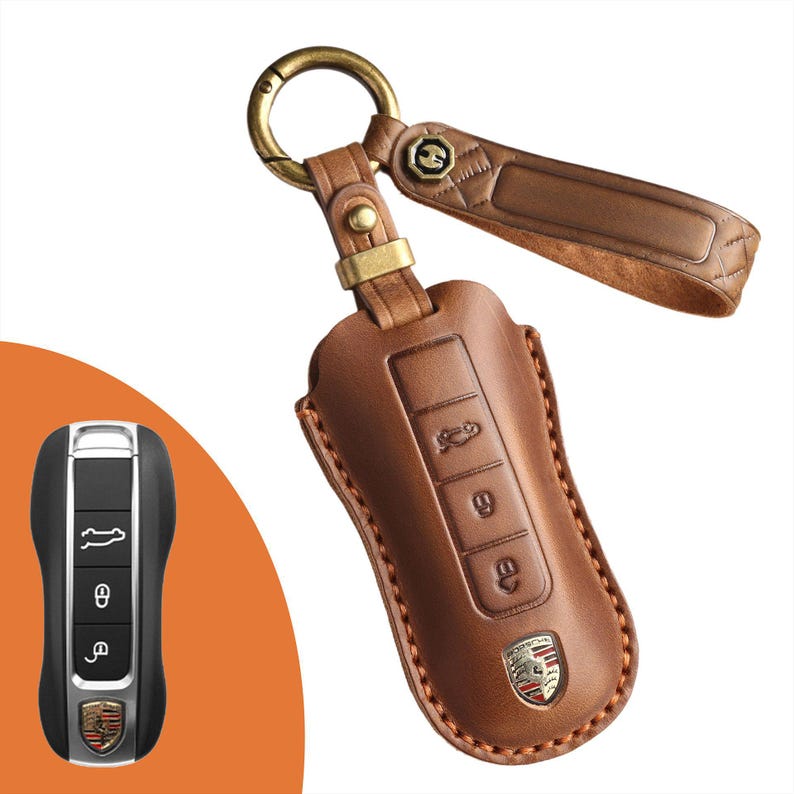 Personalized Leather Key Fob Cover Compatible for Porsche Cayenne ...