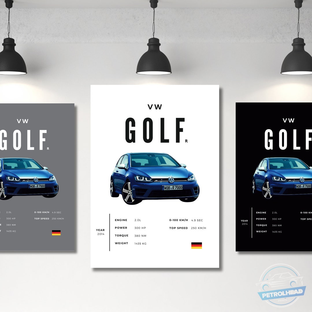 VW Poster Print Golf R Poster Sports Car Poster Wall Art Car ...