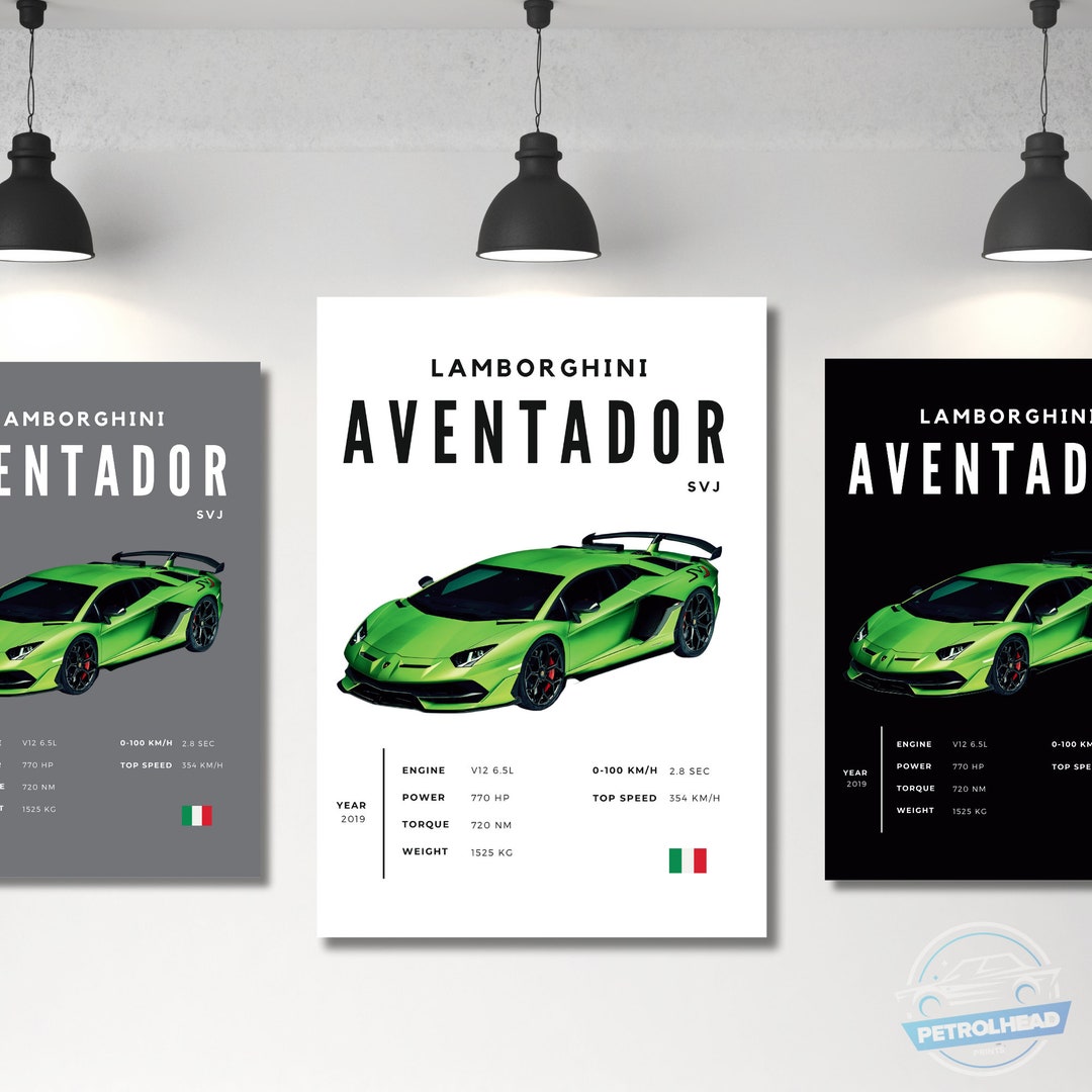Lamborghini Poster Print Aventador SVJ Poster Super Car Poster Wall Art ...