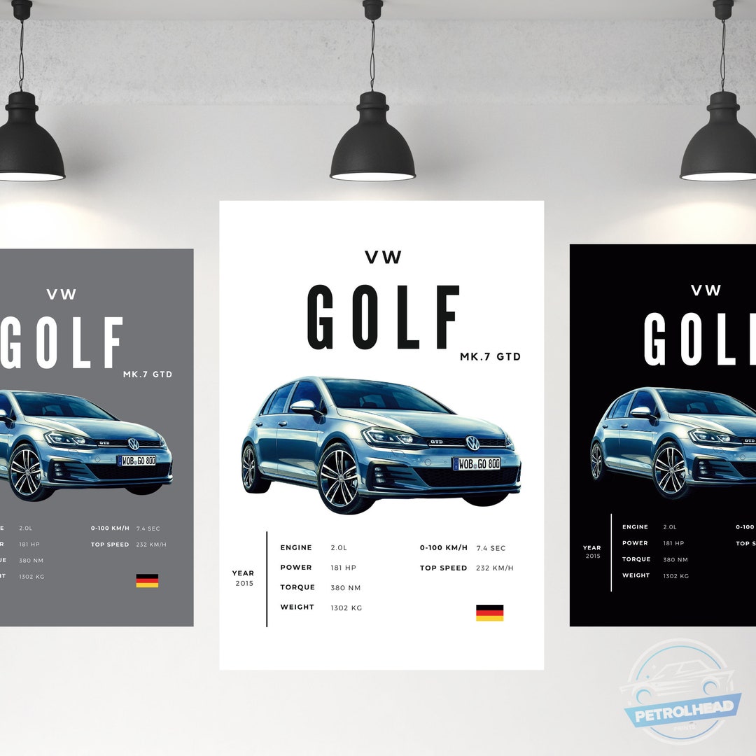 VW Poster Print Golf GTD Poster Sports Car Poster Wall Art Car - Etsy