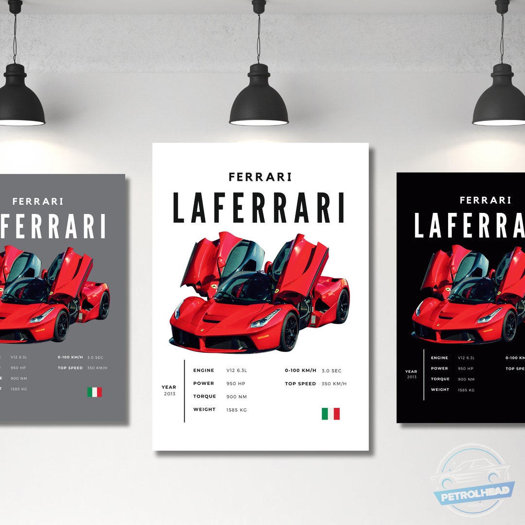 Ferrari Poster Print La Ferrari Poster Supercar Poster Wall Art Car ...