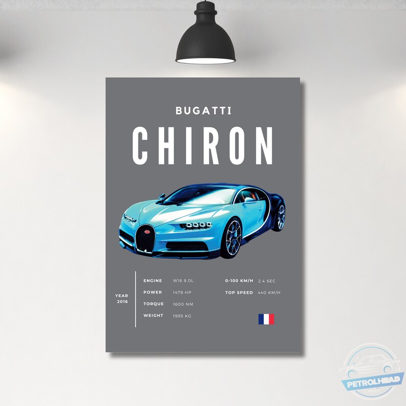 Bugatti Poster Print Chiron Poster Supercar Poster Wall Art Car ...