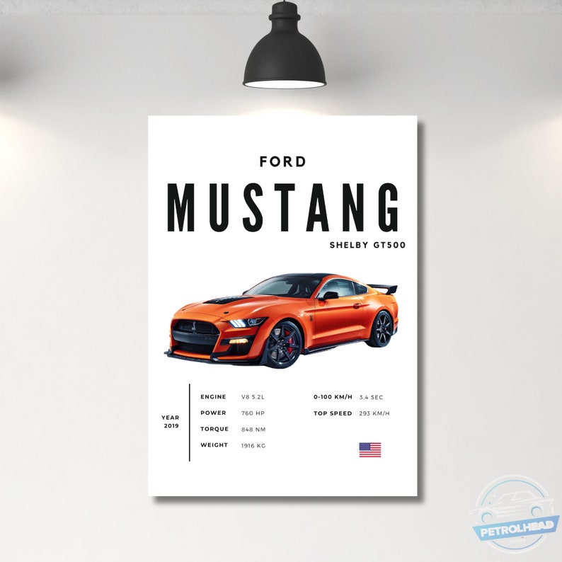 Mustang Shelby GT500 Poster: Super Car Photography Wall Art - Etsy